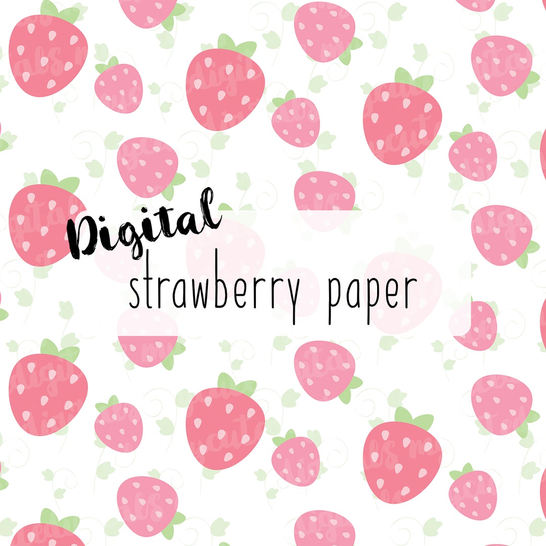 Instant Download - Cutie Strawberry Printable Paper, Strawberry Digital ...