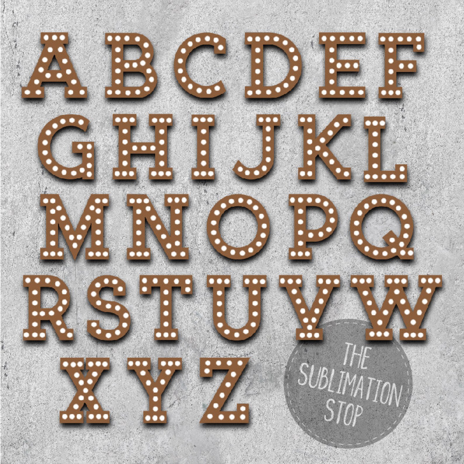 Brown Marquee Alphabet 26 Letters Sublimation Design - Etsy