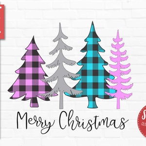 Plaid Christmas Trees Printable PNG Design - Etsy