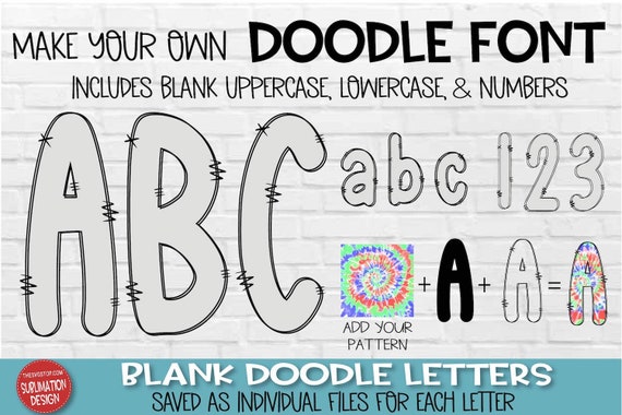 Blank Doodle Letter Set Make Your Own Doodle Font - Etsy