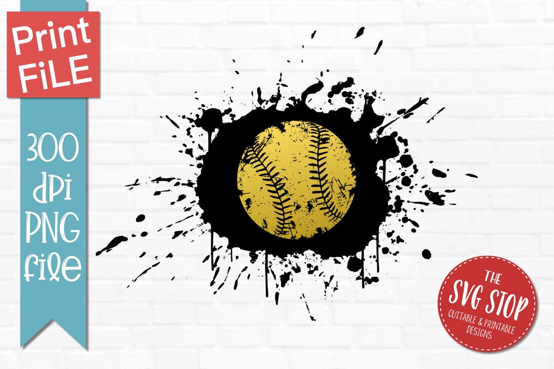 Softball Paint Splash Background - Sublimation Design - Printable ...