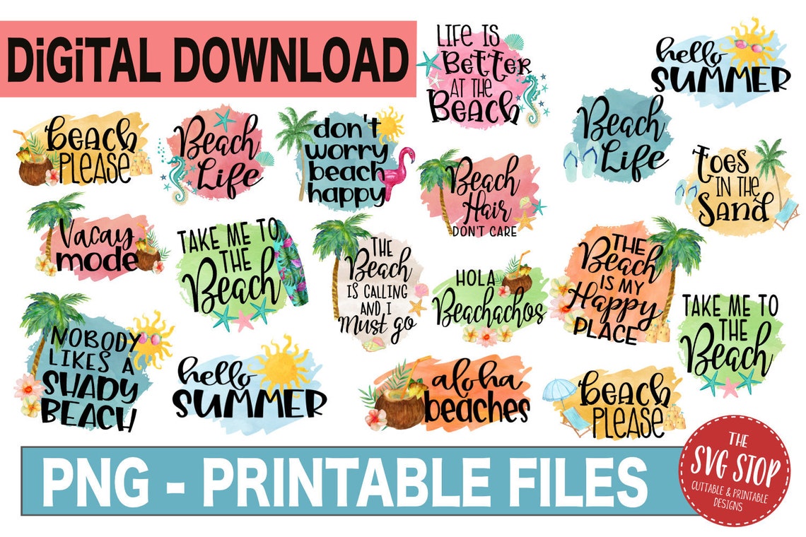 Beach Bundle Sublimation Design Printable Clipart PNG - Etsy