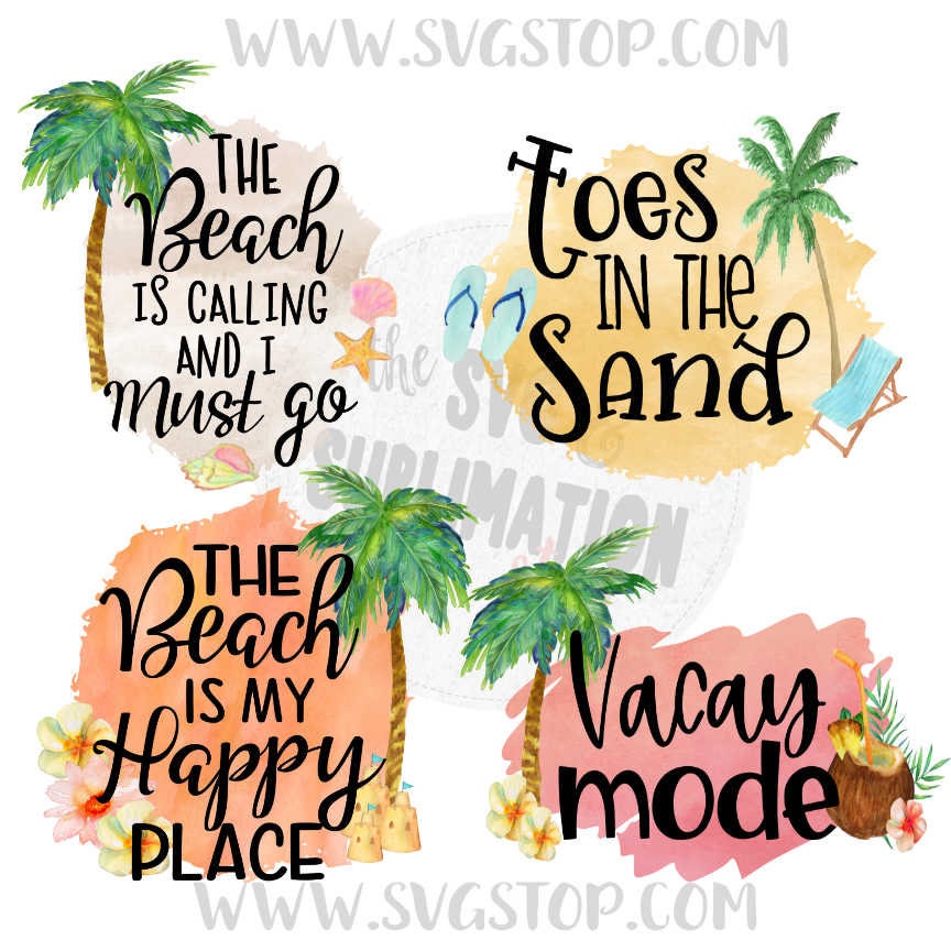 Beach Bundle Sublimation Design Printable Clipart PNG | Etsy