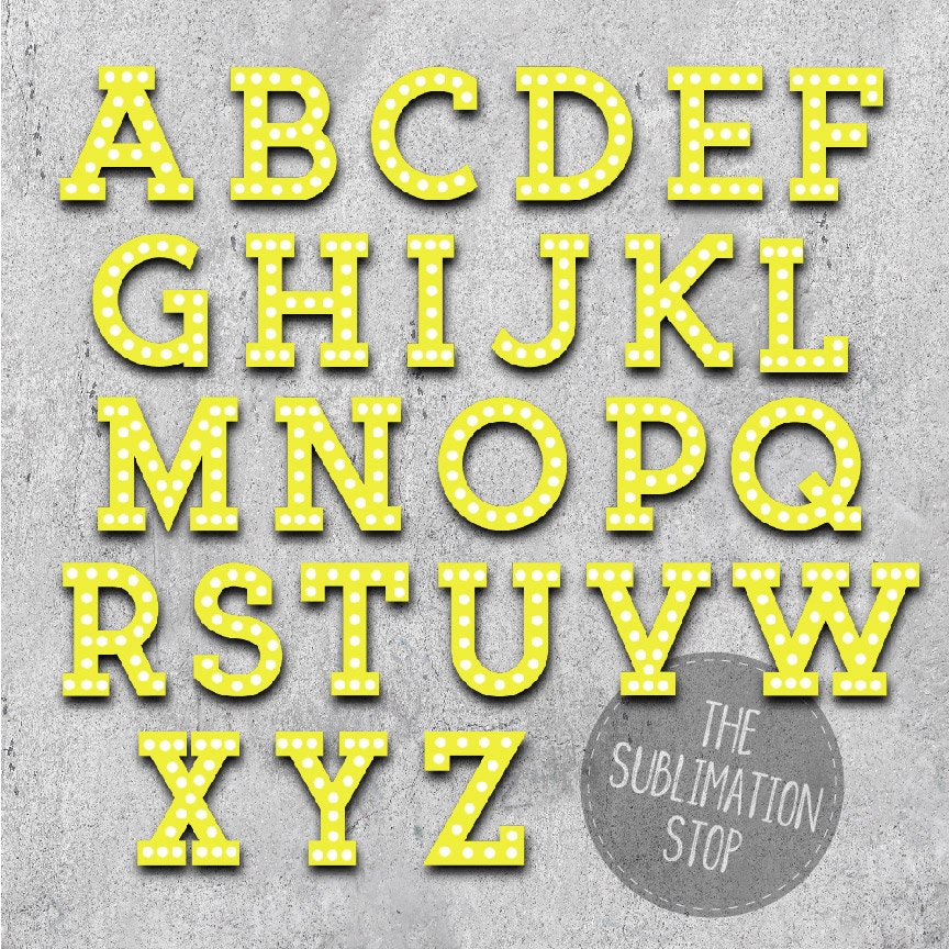 Yellow Marquee Alphabet 26 Letters Sublimation Design - Etsy