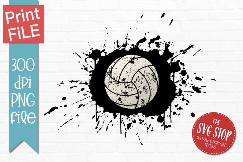 Volleyball Paint Splash Background Sublimation Design | Etsy