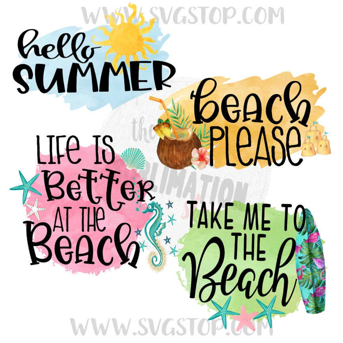Beach Bundle Sublimation Design Printable Clipart PNG - Etsy