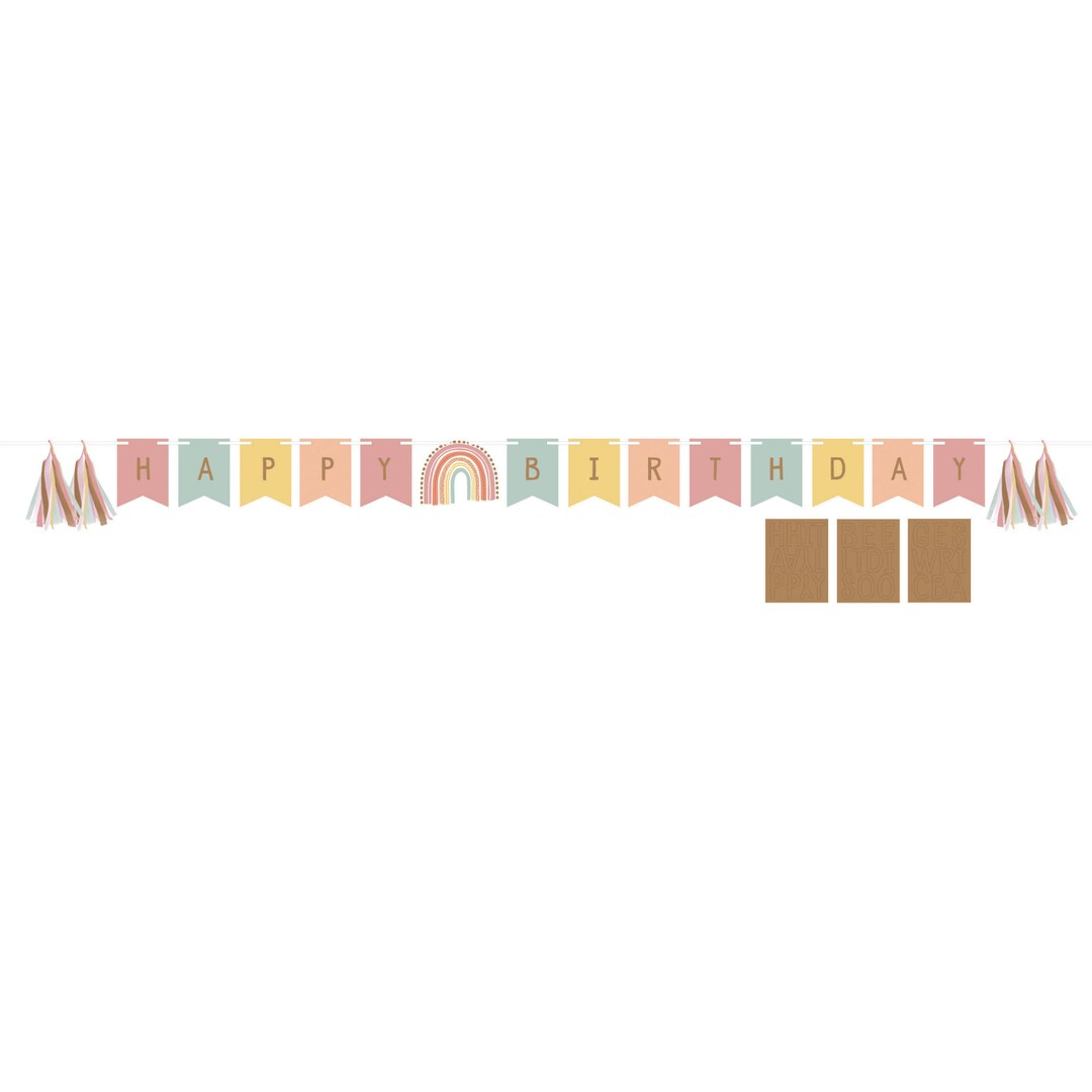 DIY Boho Rainbow Pennant Banner Kit ~ Bohemian Party Decorations Baby ...