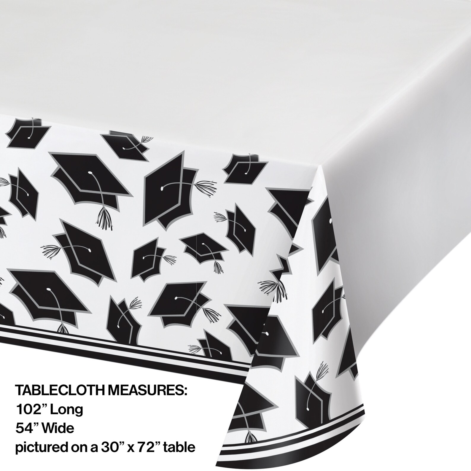 Black White Graduation Table Cover, Grad Party Disposable Table Cover ...