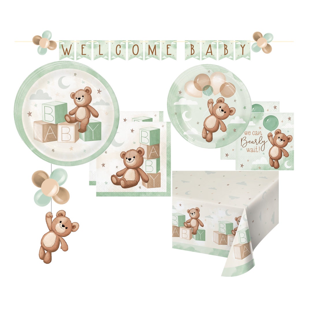 Teddy Bear Baby Shower Party Pack, Gender Neutral Baby Shower Teddy ...