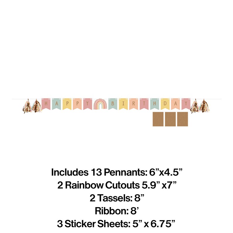 DIY Boho Rainbow Pennant Banner Kit Bohemian Party Decorations Baby ...