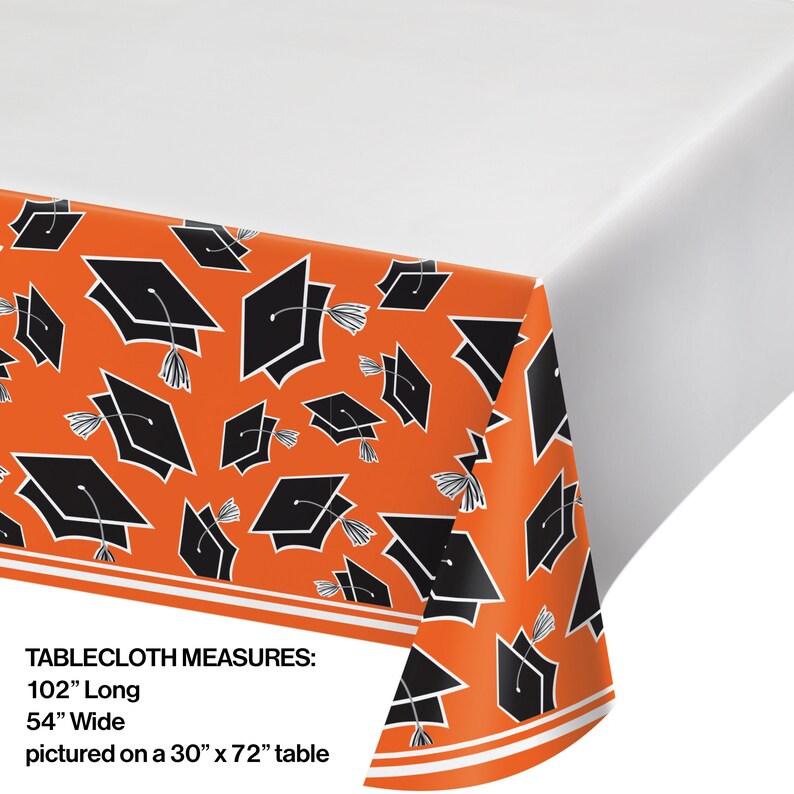 Orange Graduation Table Cover, Grad Party Disposable Table Cover, 2025 ...