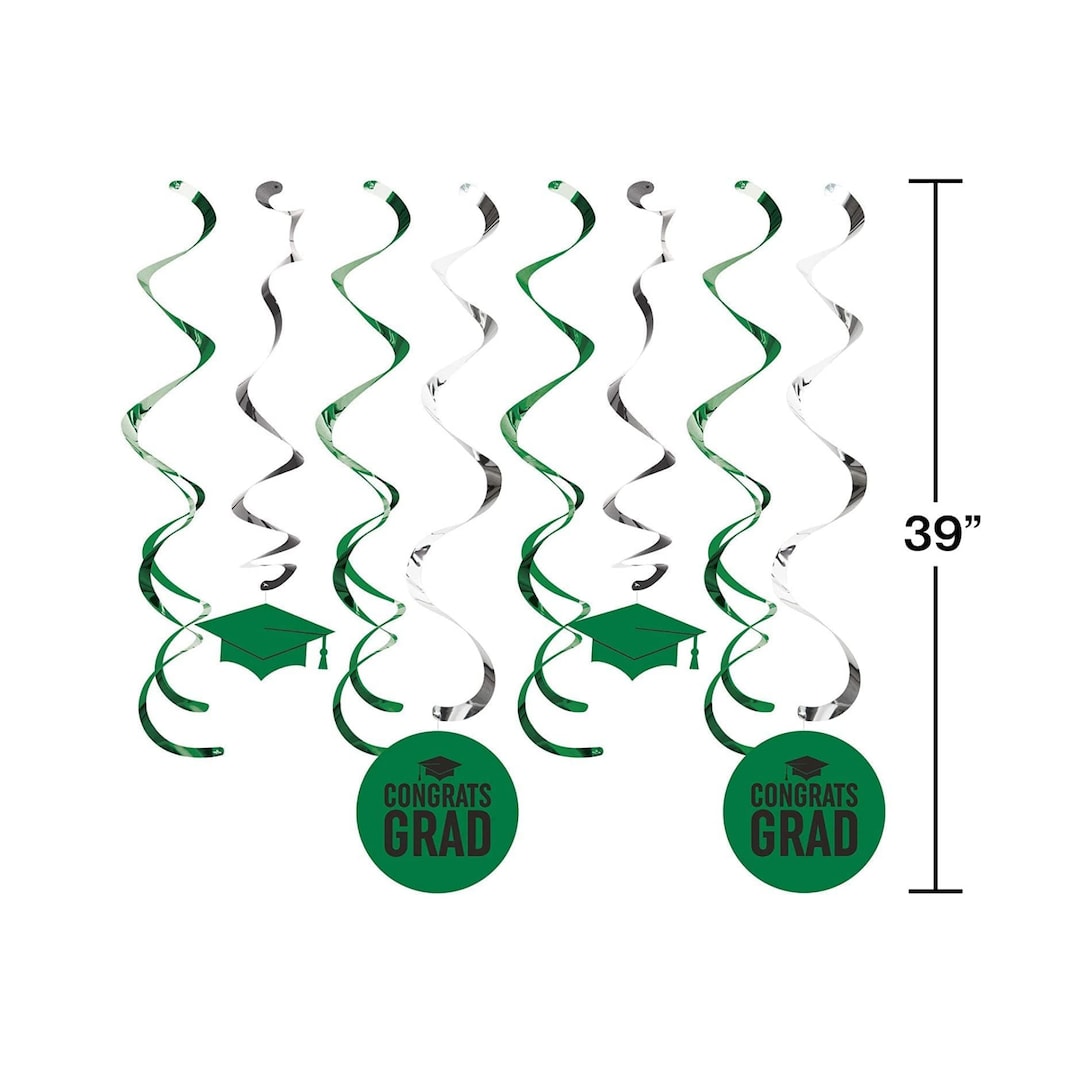 Green Graduation Hanging Decorations, Grad Deluxe Dizzy Danglers, 2025 ...