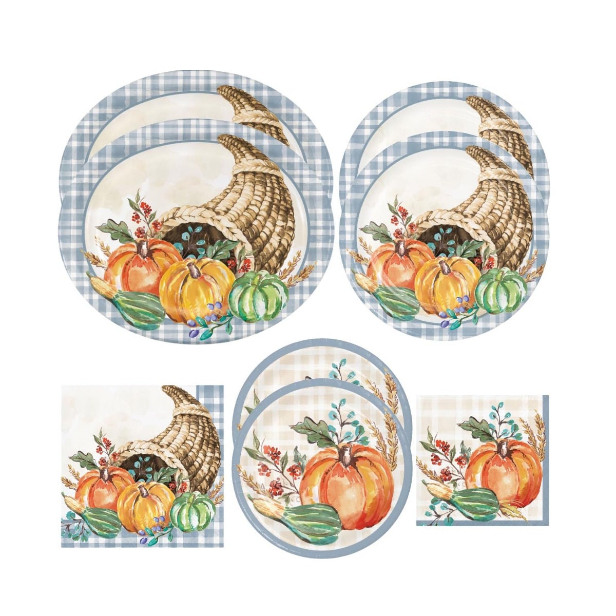 Thanksgiving Party Dinnerware Set, Decadent Cornucopia Tableware ...