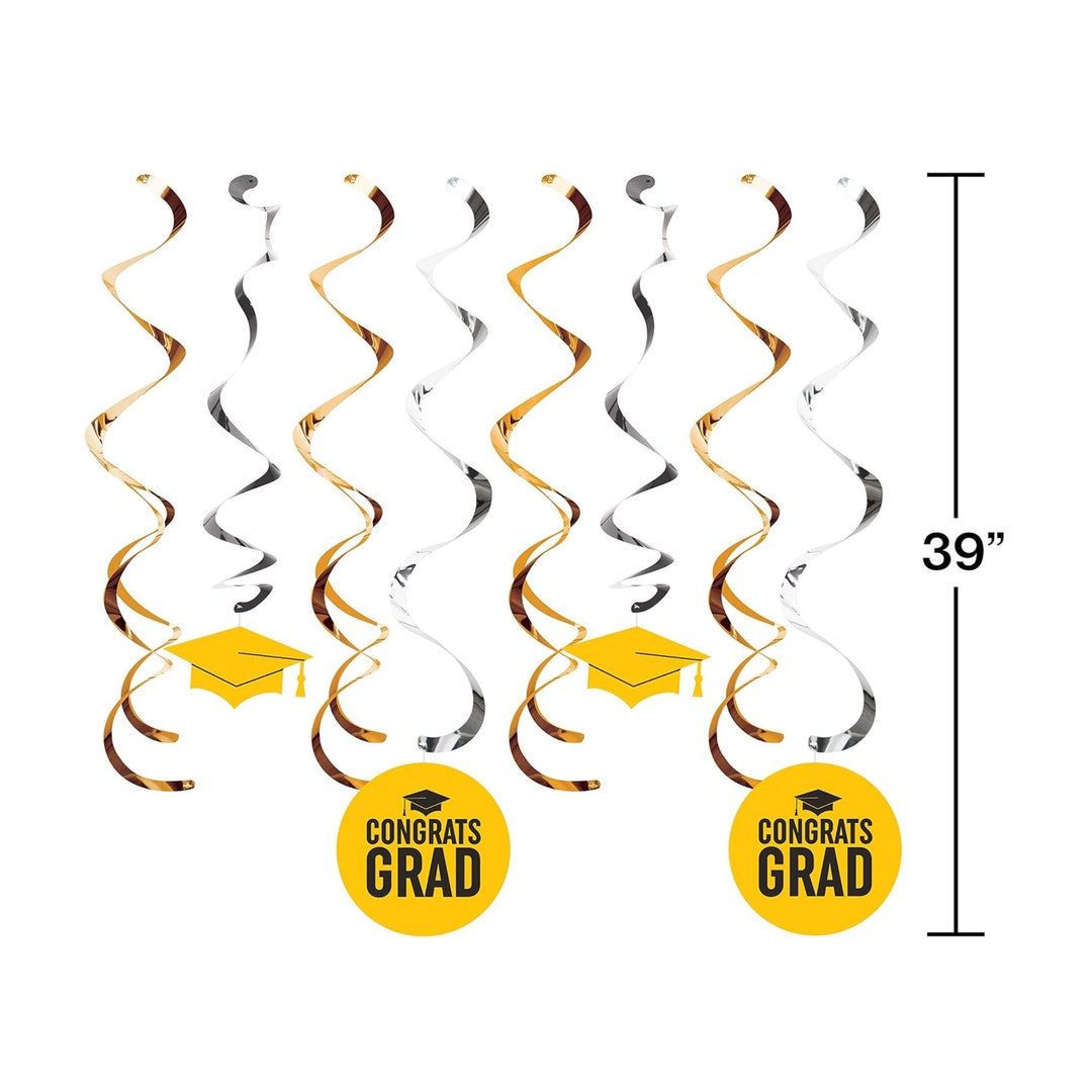 Yellow Graduation Hanging Decorations, Grad Deluxe Dizzy Danglers, 2025 ...