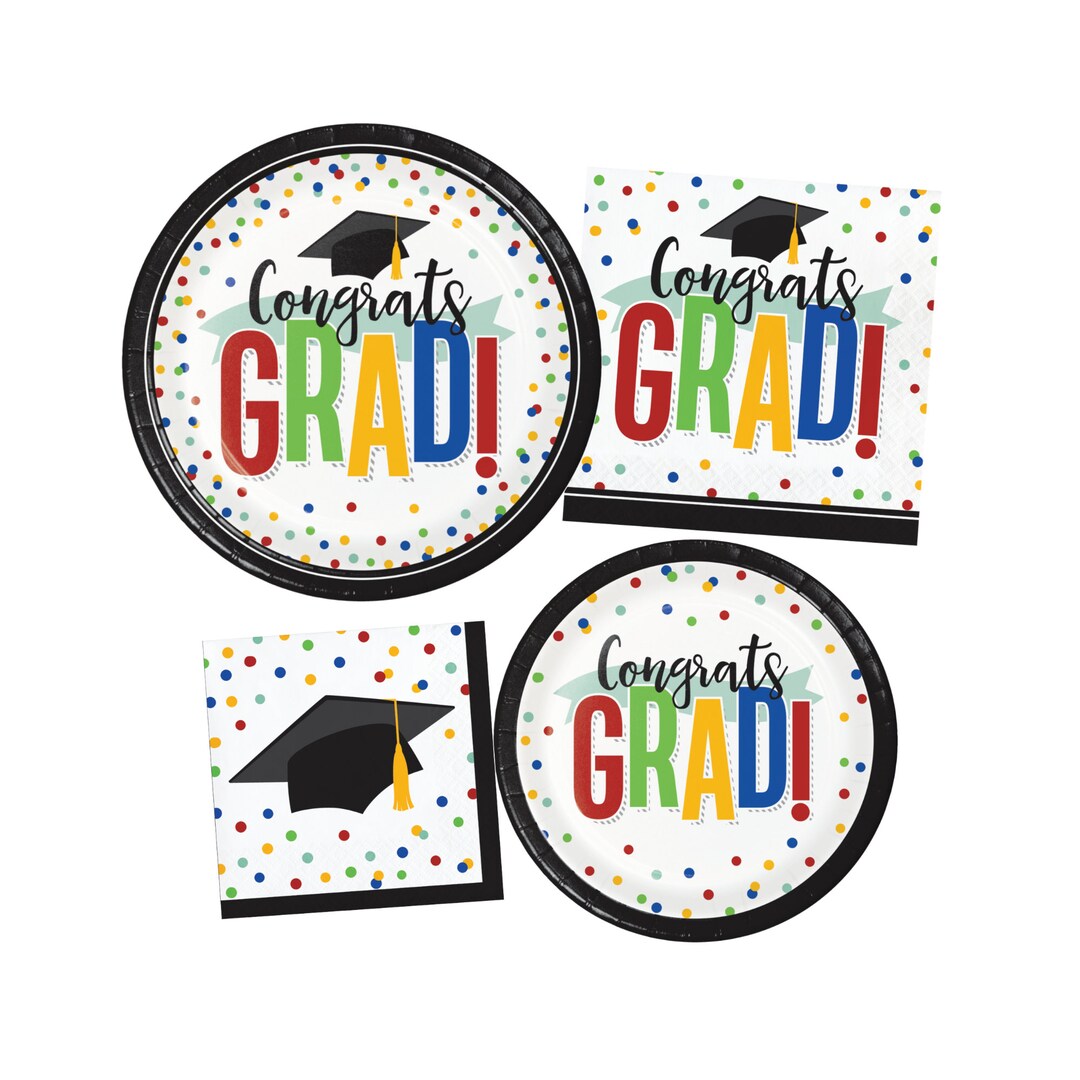 Colorful Confetti Graduation Party Supplies, Serves 8 - Etsy