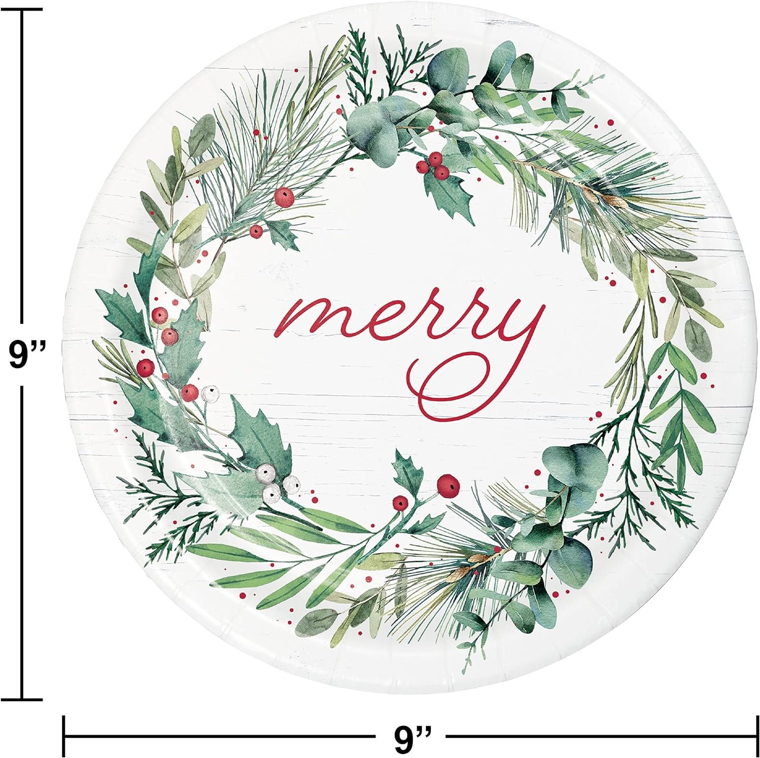 Christmas Party Dinnerware Set, Farmhouse Wreath Script Tableware ...