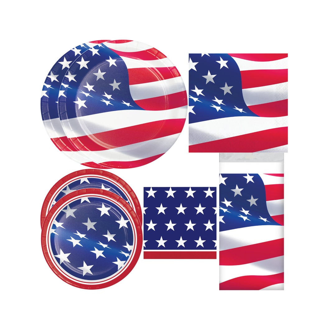 Memorial Day Patriotic Party Tableware, American Flag USA Party ...