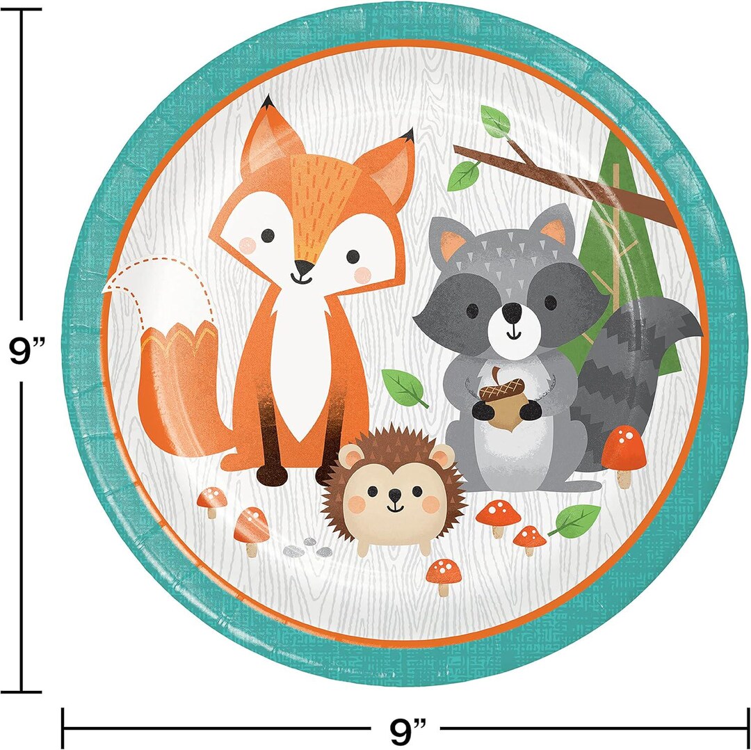 Woodland Forest Animals Party Plates, Wild One Paper Tableware, Forest ...