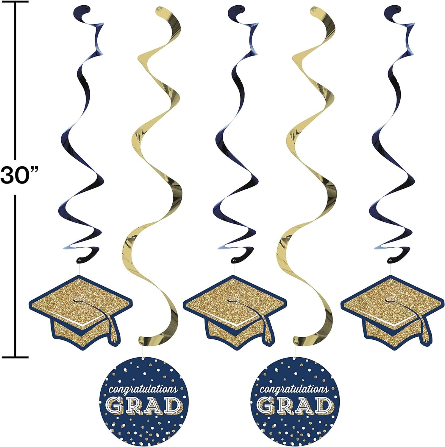 Glittering Grad Blue & Gold Graduation Party Supplies, Disposable Grad ...