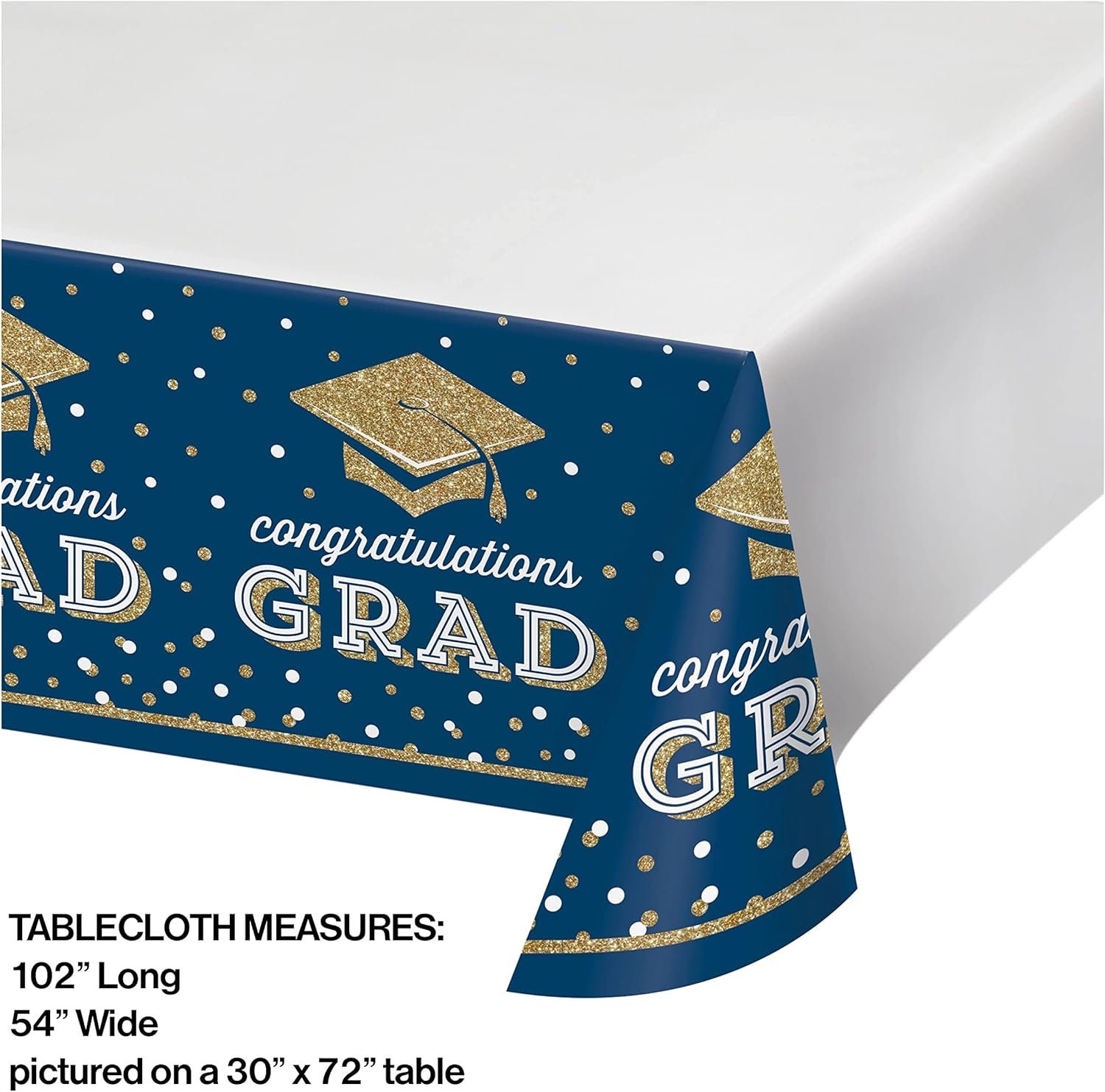 Glittering Grad Blue & Gold Graduation Party Supplies, Disposable Grad ...