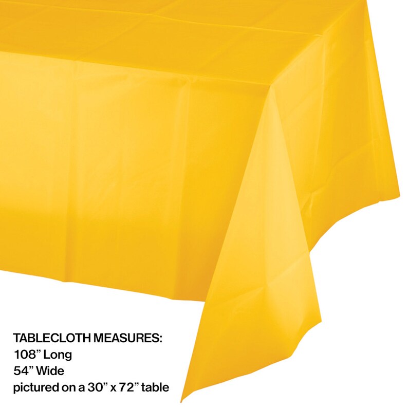 Yellow Plastic Table Cover, School Bus Yellow Party Disposable ...