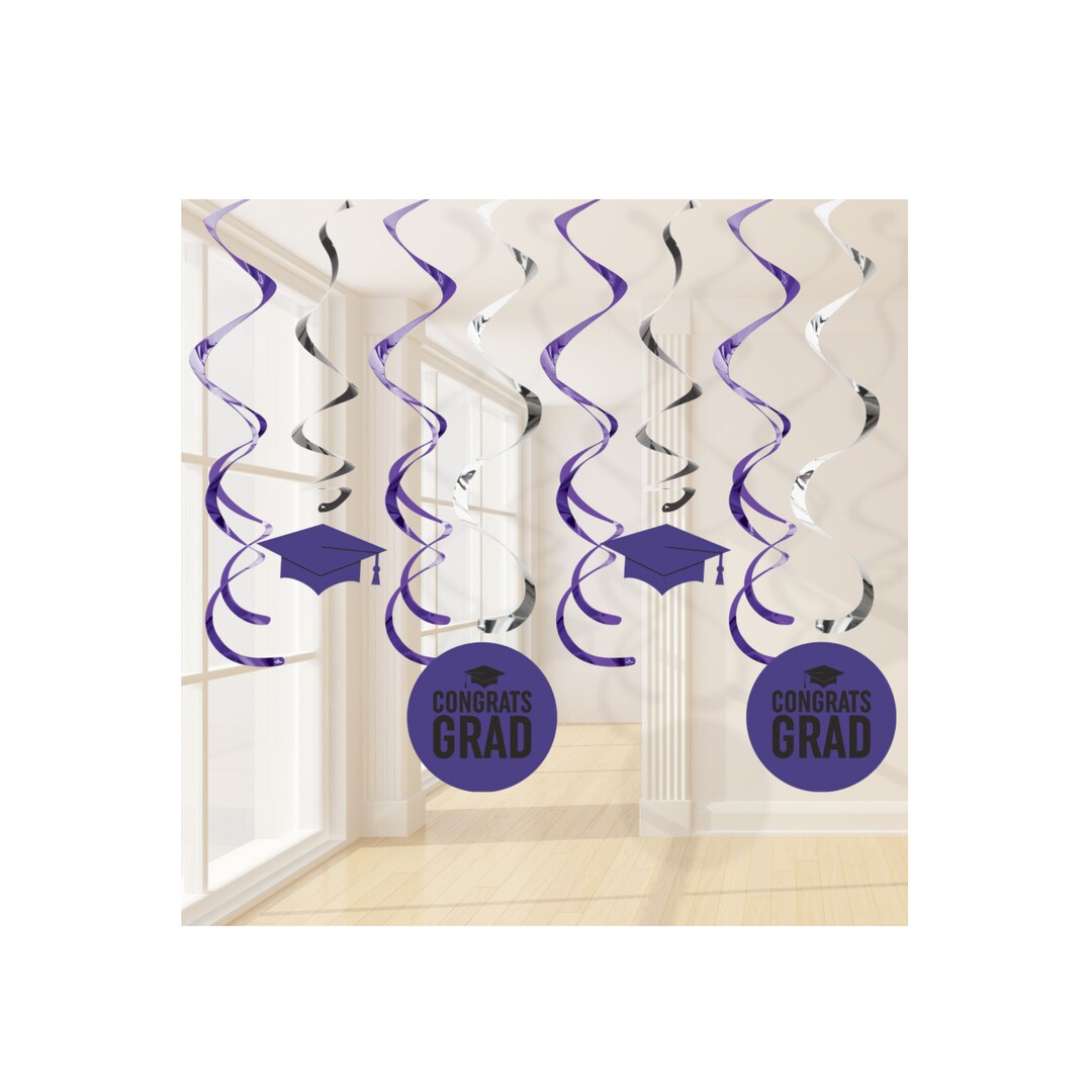 Purple Graduation Hanging Decorations, Grad Deluxe Dizzy Danglers, 2025 ...