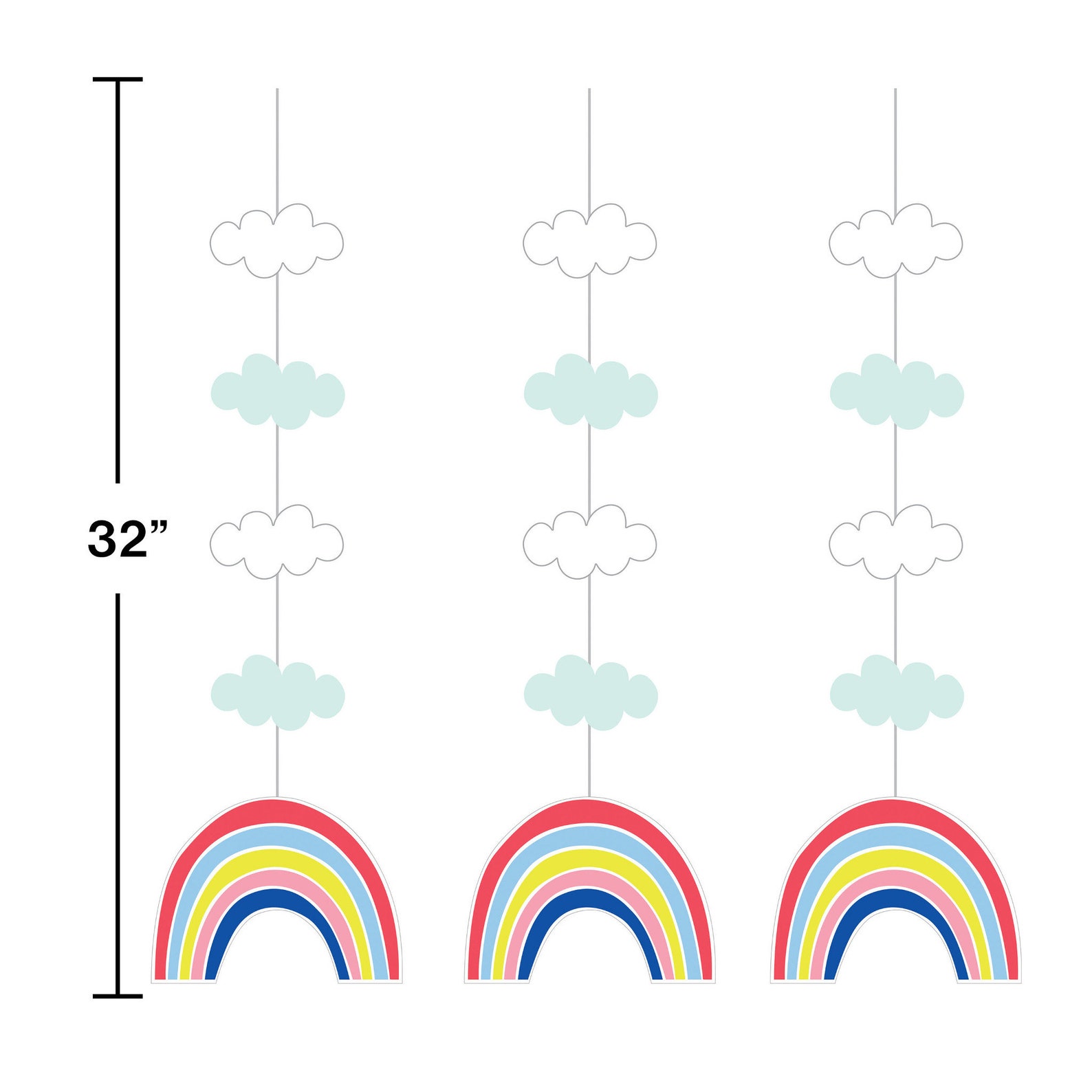 Rainbow Showers Birthday Party Set, Disposable Dinnerware Tableware ...