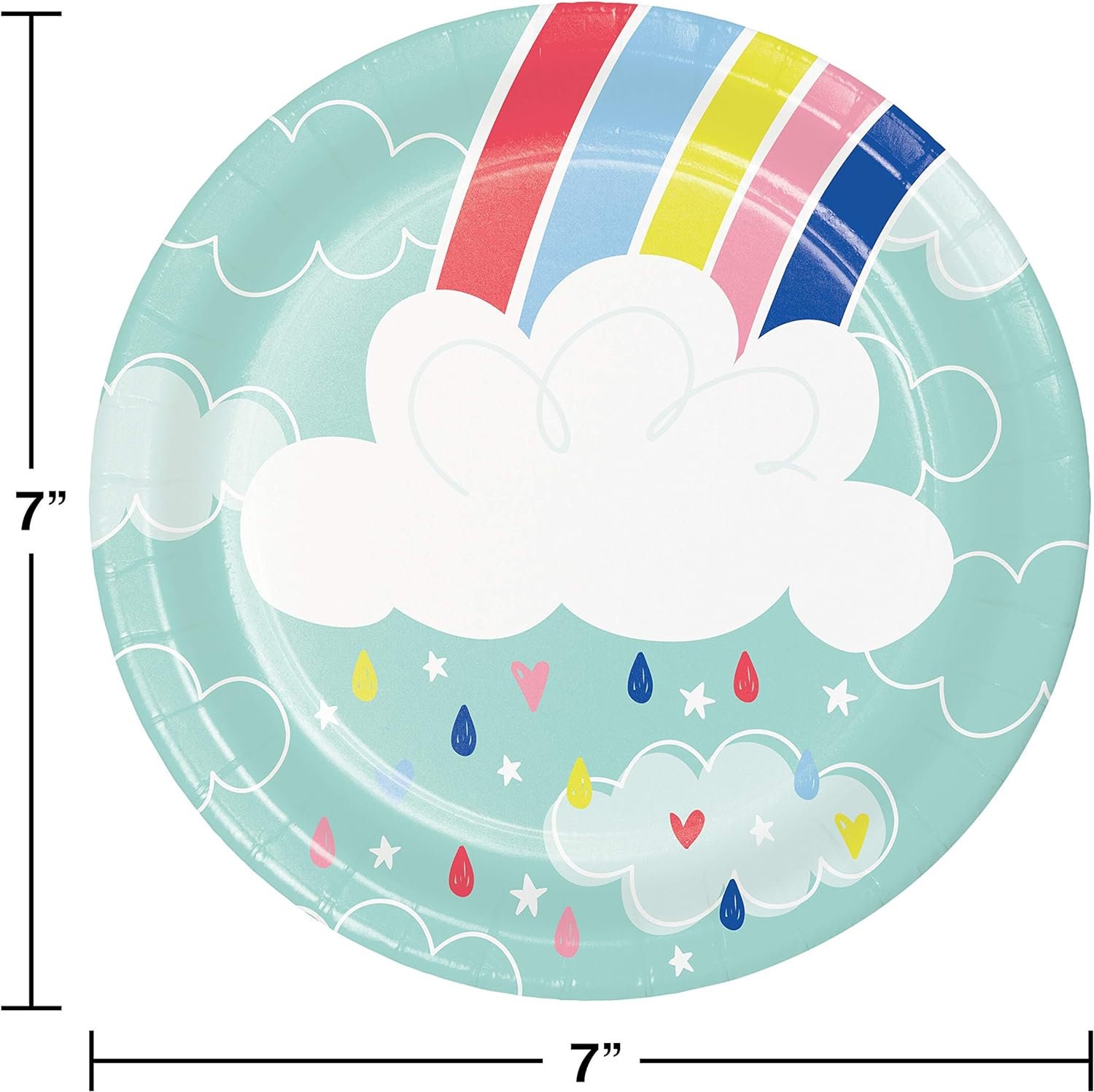 Rainbow Showers Birthday Party Set, Disposable Dinnerware Tableware ...