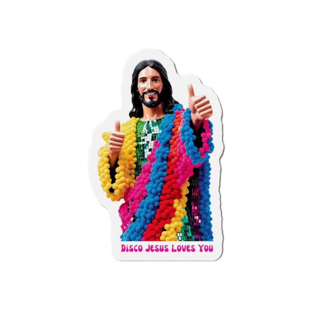 DIE-CUT MAGNET Disco Jesus Loves You, Funny Christian Gift, Colorful ...