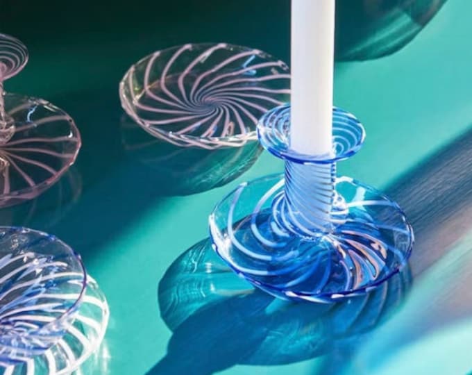 Flared Daffodil Glass Taper Candle Holder in 4 Color Options | Colorful ...