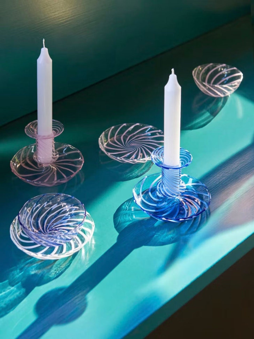 Flared Daffodil Glass Taper Candle Holder in 4 Color Options | Colorful ...
