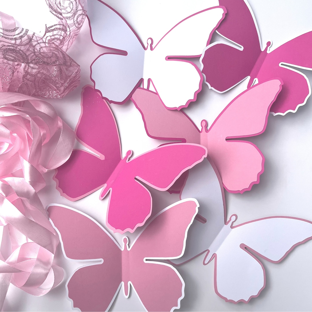 6 Pack Butterflies| | Pretty Pinks 3D Butterfly | Pink Butterfly Decor ...