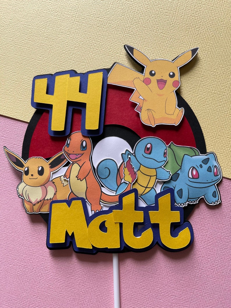 Pokemon Cake Topper Personalised Cake Topper Pokemon - Etsy.de