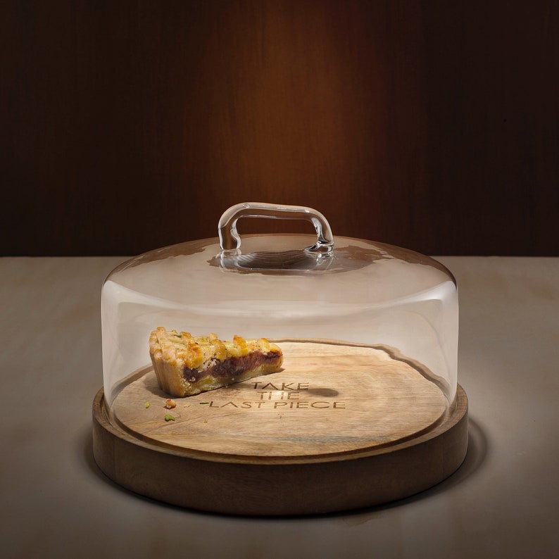 Large Glass Cloche With Wooden Base and Hand Blown Glass Lid - Etsy