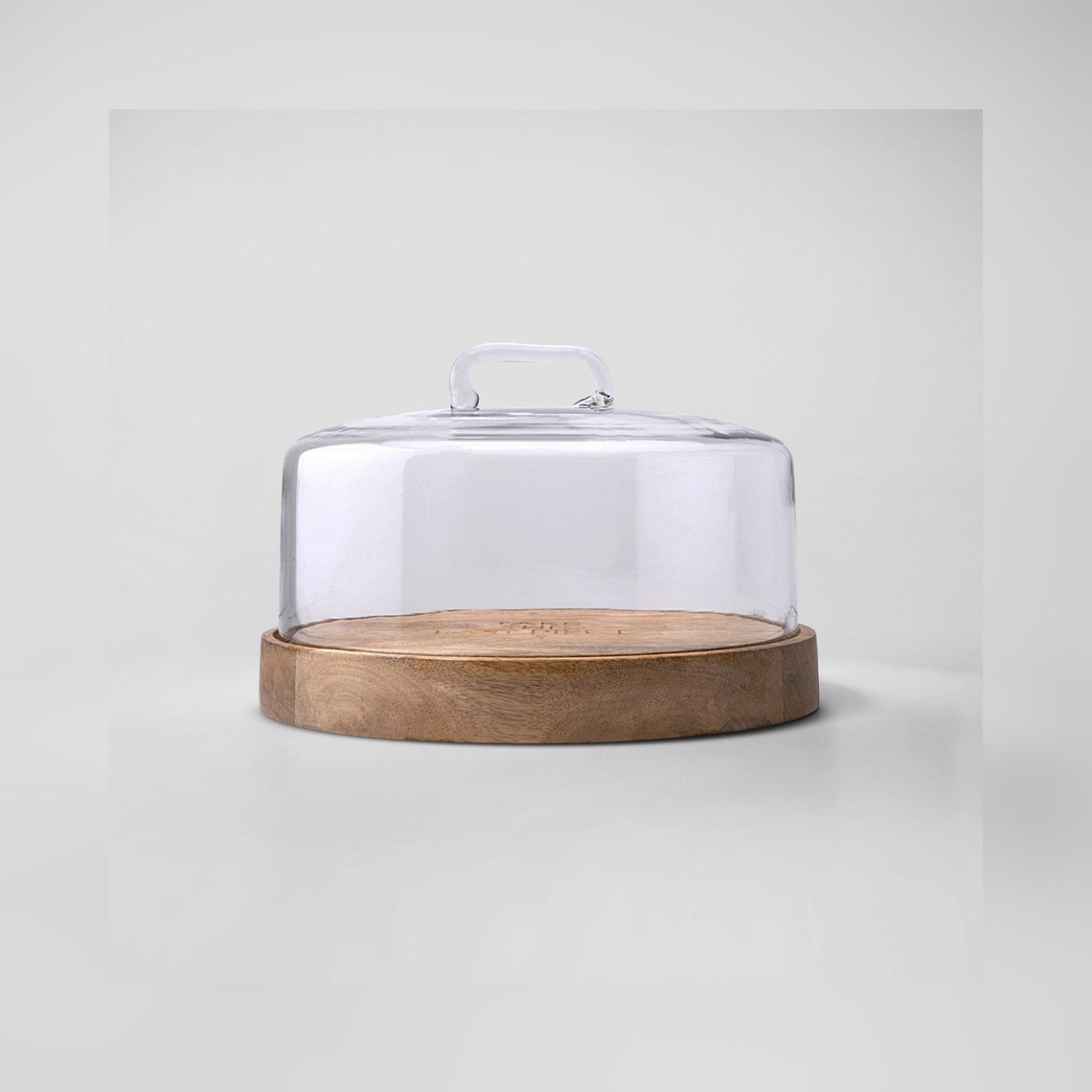 Large Glass Cloche With Wooden Base and Hand Blown Glass Lid - Etsy