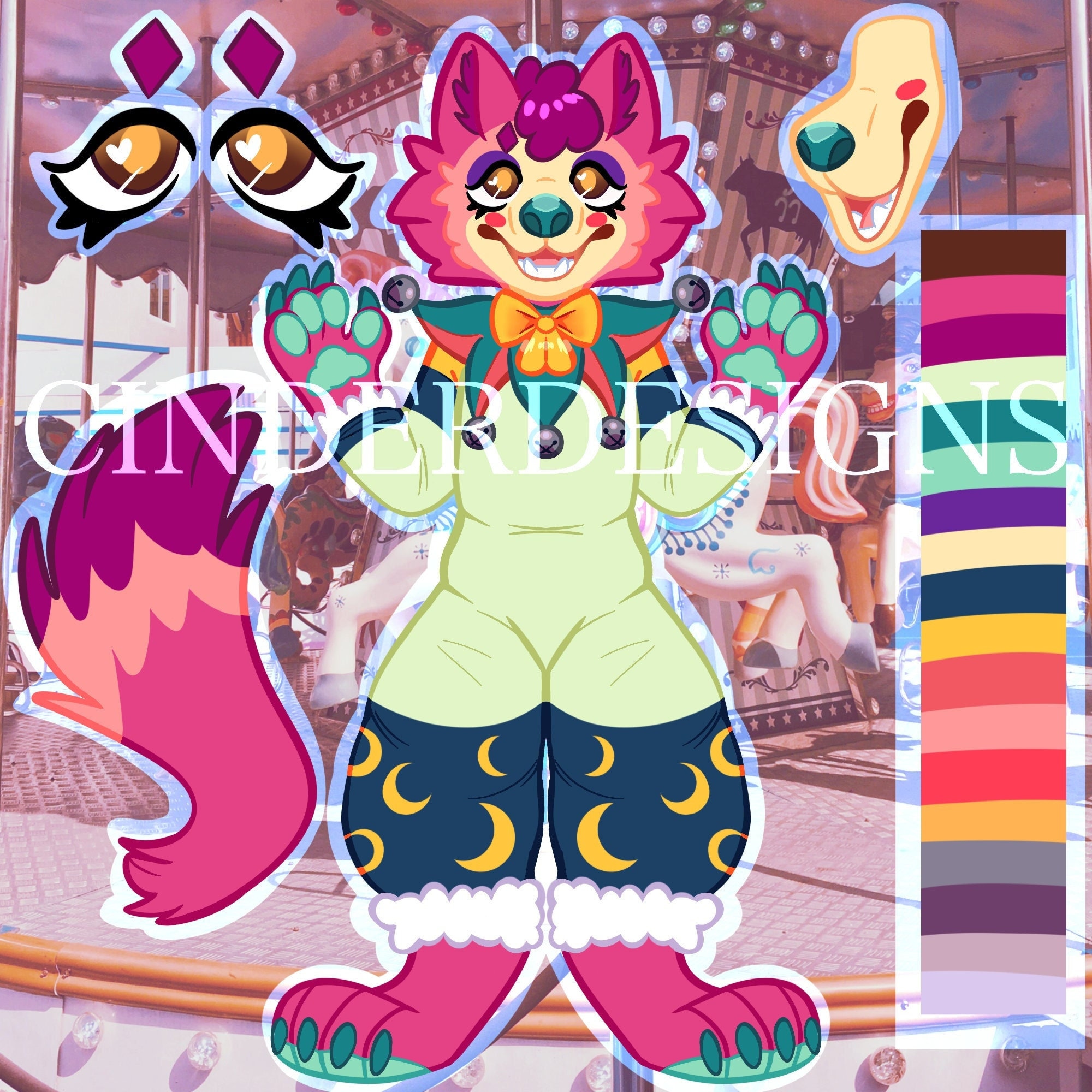 Furry Adopt Jester Clown Clowncore Canine Dog Wolf OC Adoptable Fursona ...