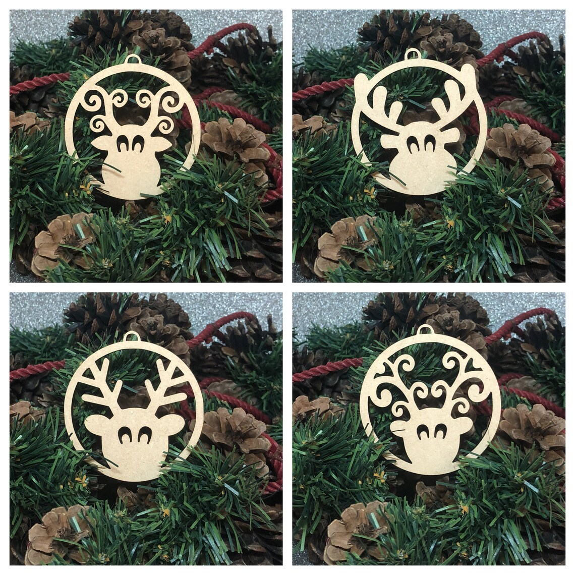 Reindeer Wood Ornaments Reindeer Christmas Ornaments Xmas Tree Decor ...