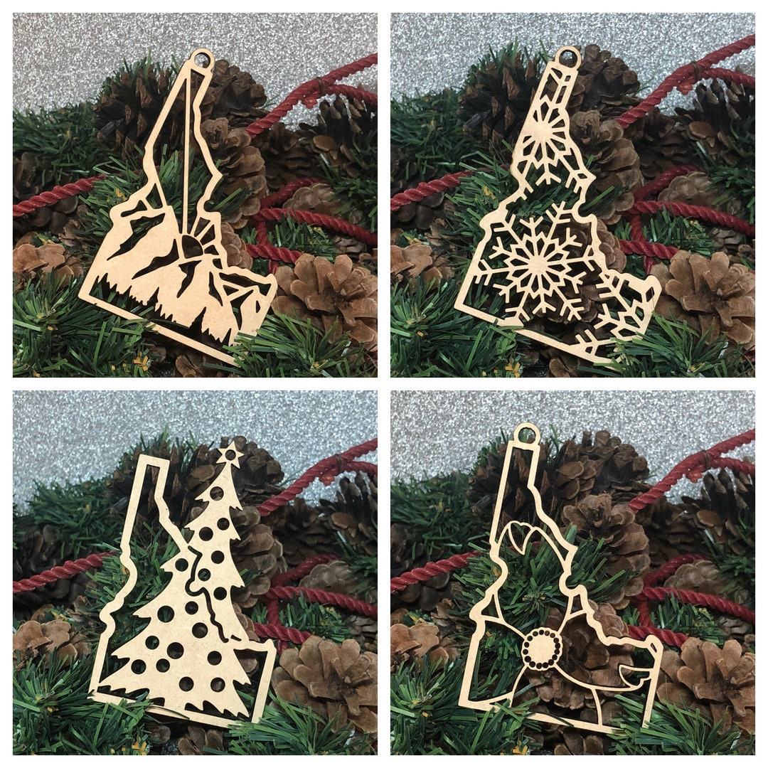 Idaho Wood Ornaments Idaho PNW Christmas Ornaments Xmas Tree Decor ...