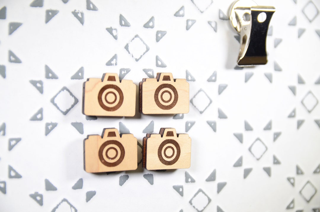 Mini Camera Magnets, Kitchen Magnet Set, Laser Engraved Wood Magnet ...