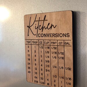 Kitchen Conversion Magnet, Kitchen Measurements Magnet, Laser Engraved ...