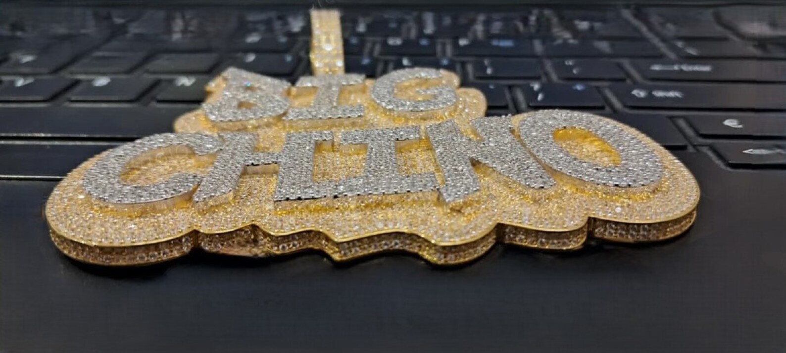 Men's big Chino Letter Pendant 925 Sterling Silver Moissanite Iced Out ...