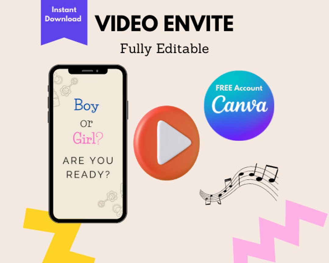 Digital Gender Reveal Video Invitation | Animated Evite for Gender ...