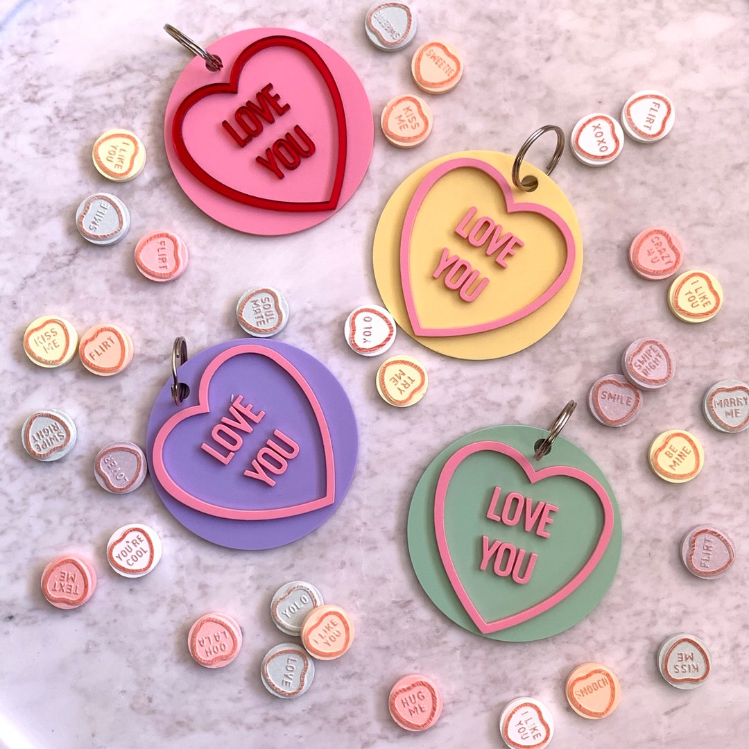 Valentines Keyring, Love Note Candy Keychain Gift for Him, Her, They ...