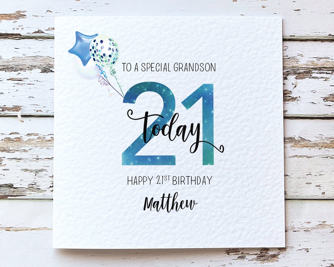 Personalised 21st Birthday Card for Him, Age 21 Card, 21st Birthday ...