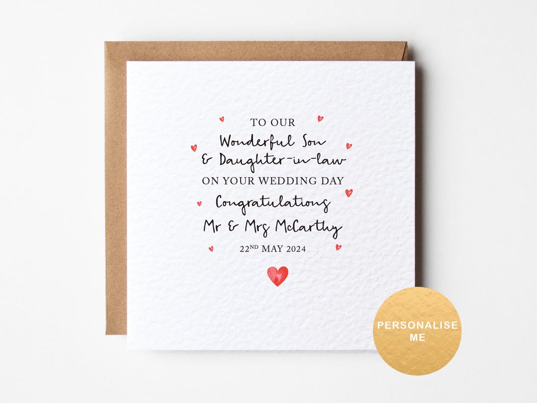 Personalised Wedding Card for Son and Daughter-in-law, Wedding Gift for ...