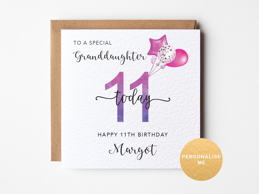 11th Birthday Card Girl, Personalised 11th Birthday Card for Niece ...