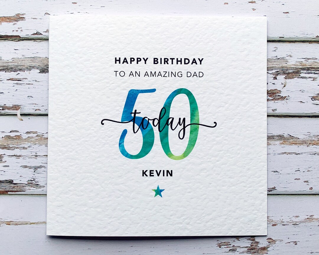 50th Birthday Card for Men, Personalised 50th Card, 50th Birthday Gift ...