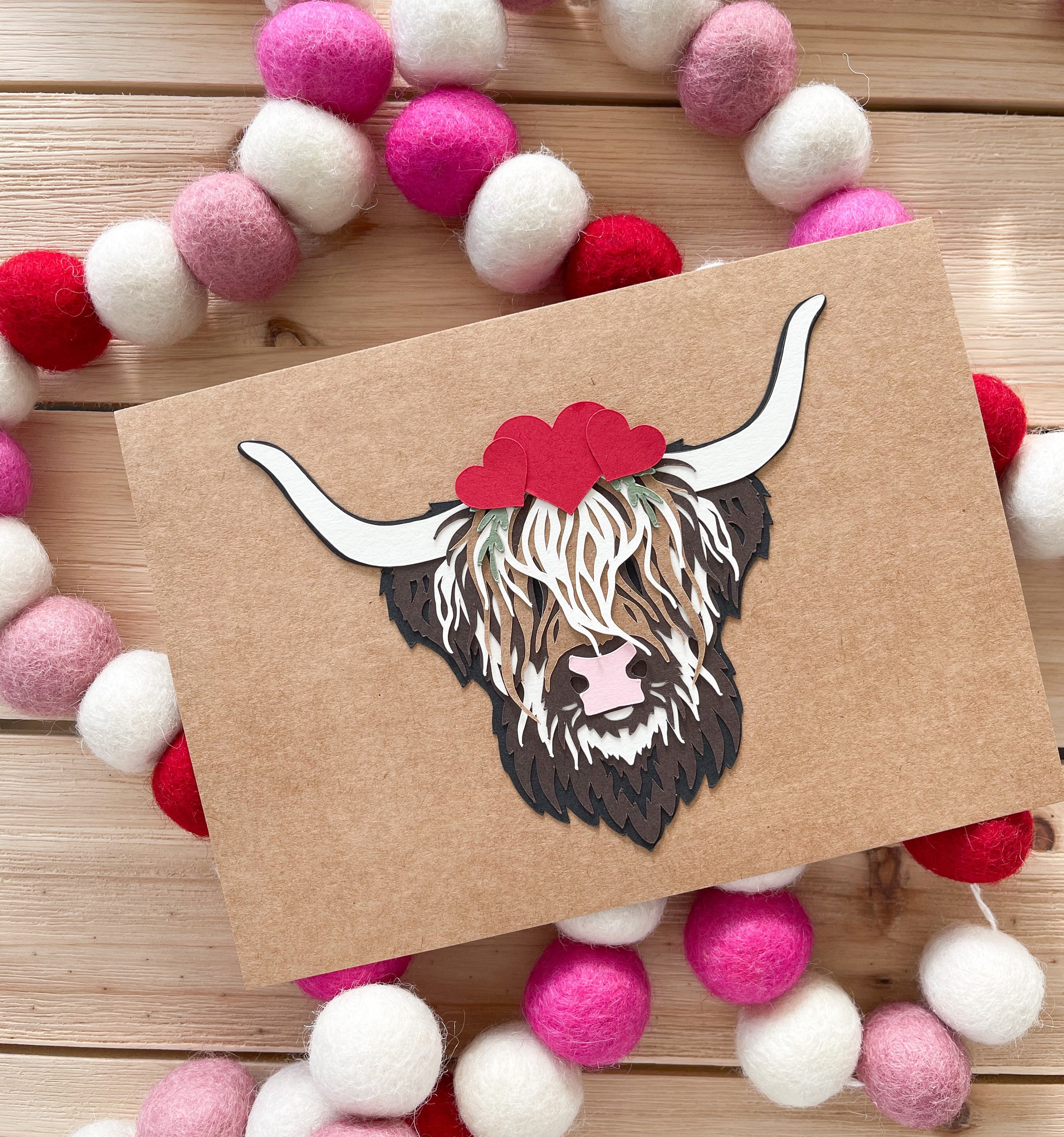 Valentines Cards Holiday & Seasonal Cards Greeting Cards Highland Cow ...