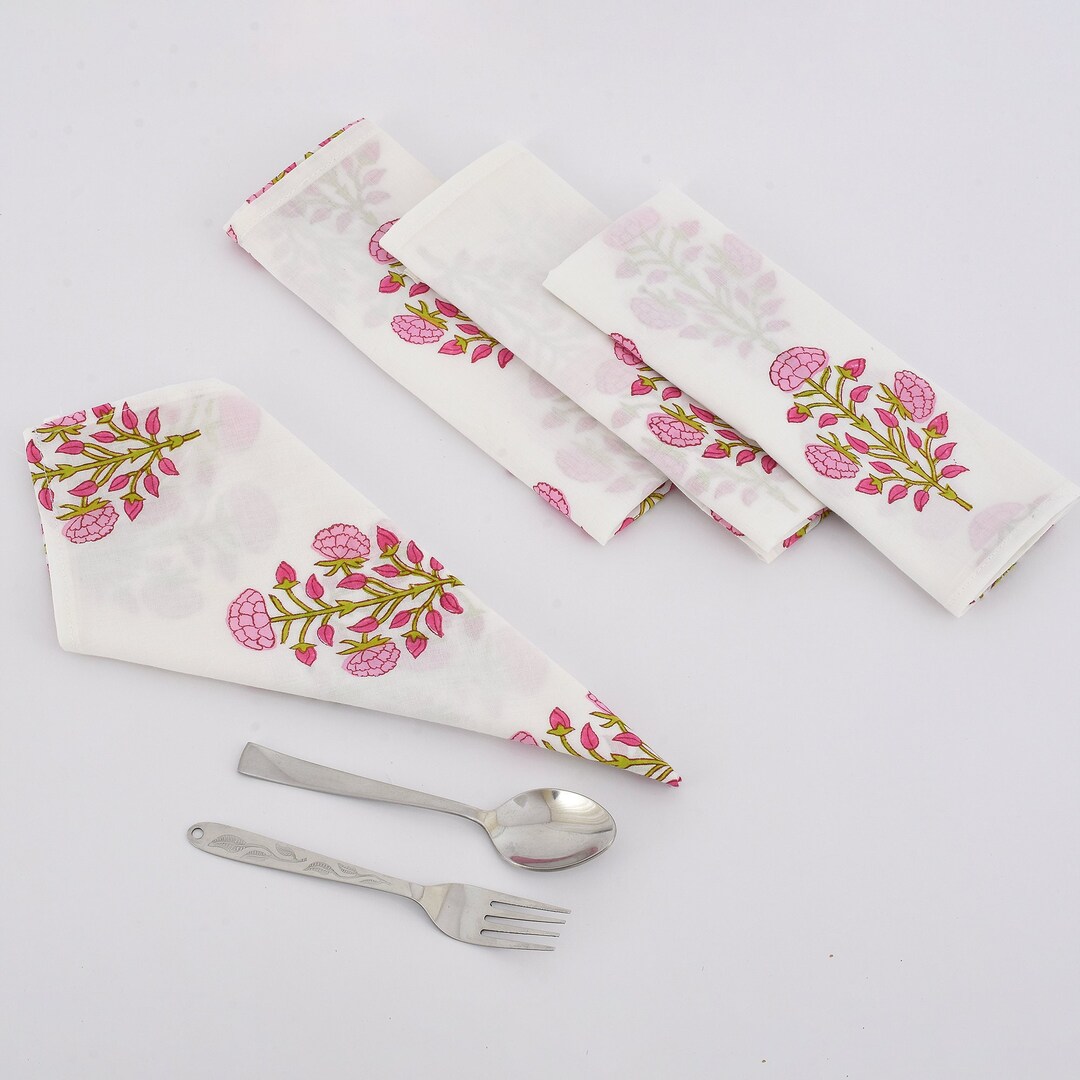 Hand Block Printed Cotton Napkins, Cloth Napkins, Indian Block Print ...