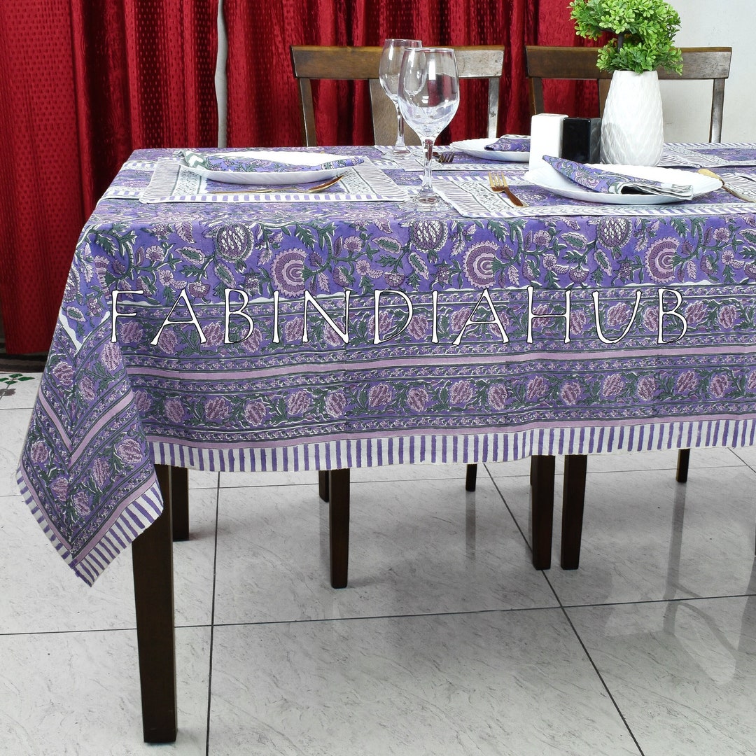 Dining Table Cover Set, 6 Seater Rectangle 60X90 Tablecloth, Purple ...